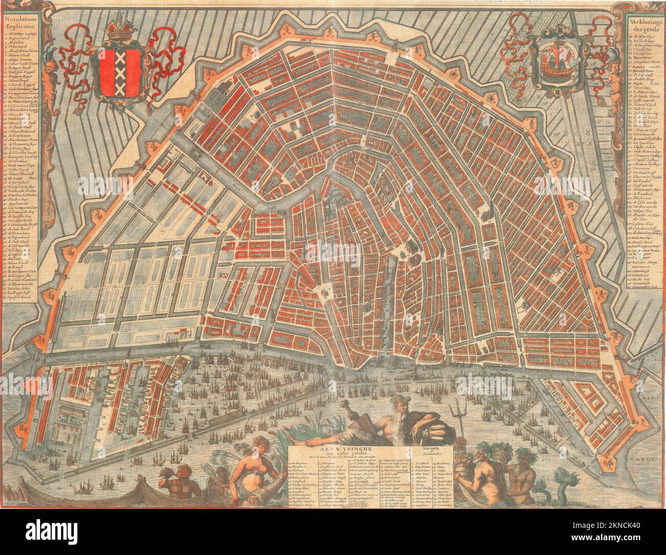 Vintage city plan of Amsterdam and area around it from 16th-18th ...
