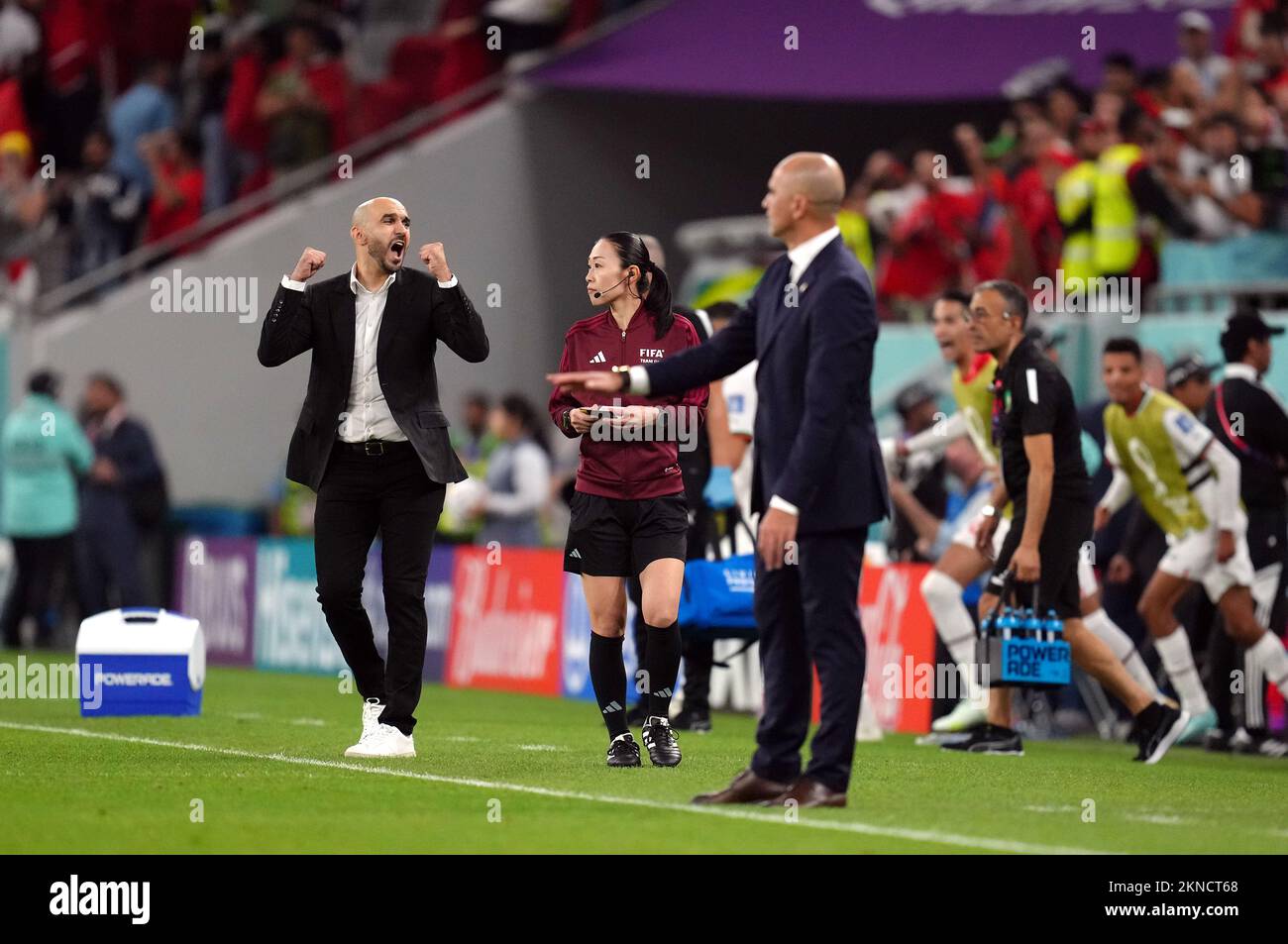 Morocco manager Walid Regragui celebrates after the final whistle of ... Morocco manager Walid Regragui celebrates after the final whistle of ...