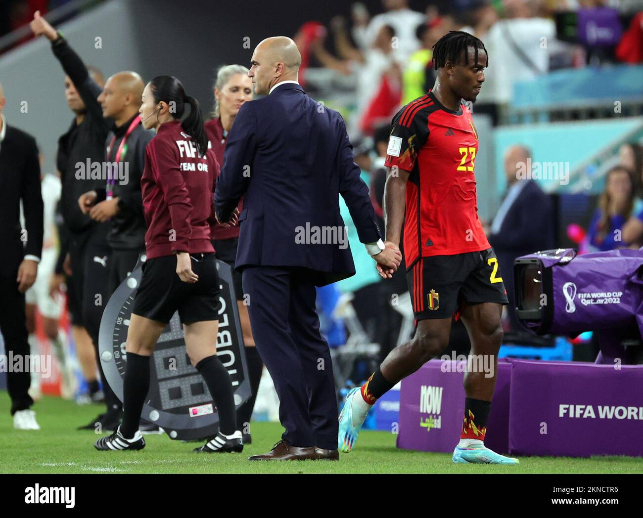 Belgium's head coach Roberto Martinez and Belgium's Michy Batshuayi ...