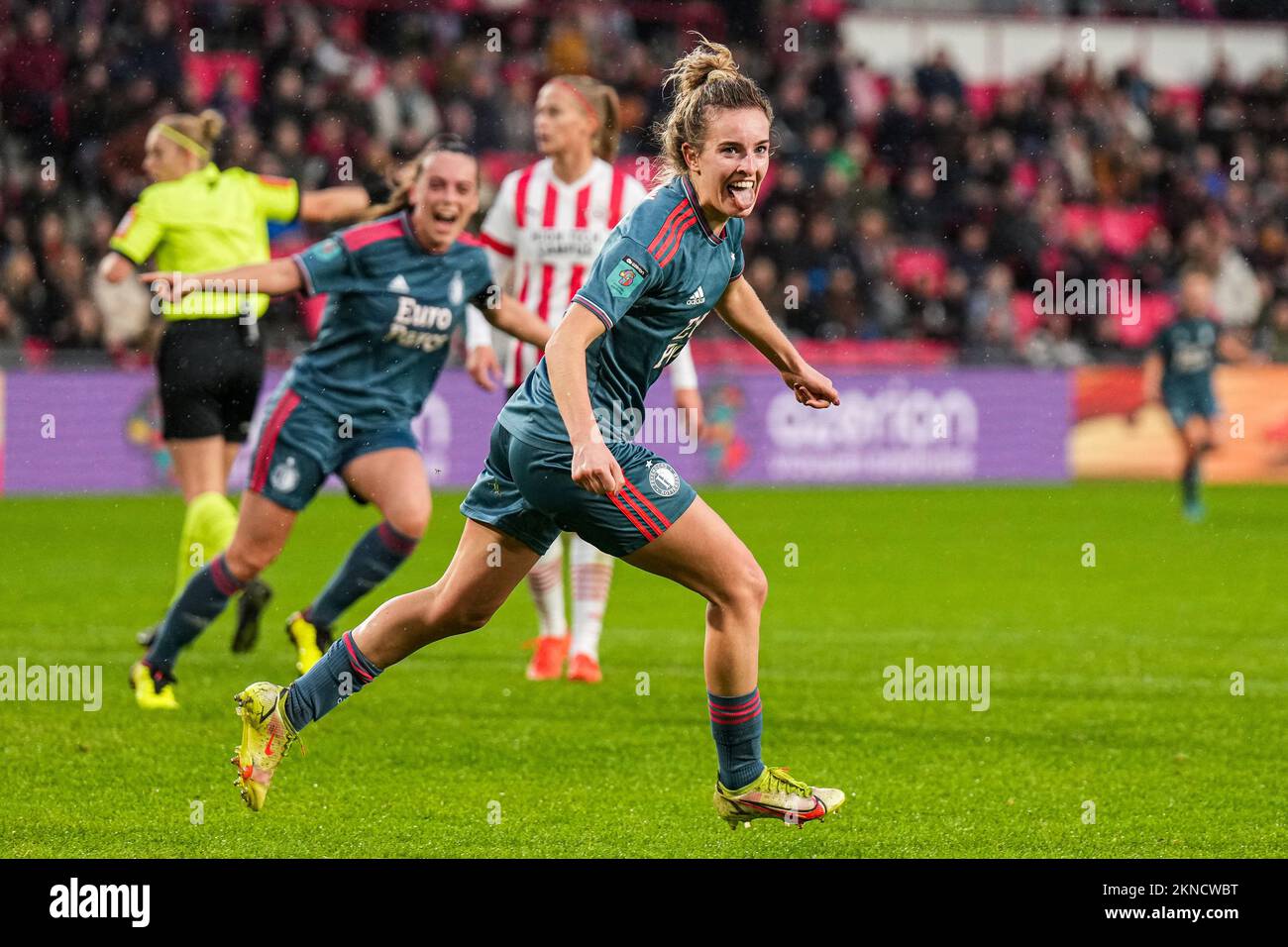 Eindhoven - Maxime Bennink of Feyenoord V1 celebrates the 1-1 during ...