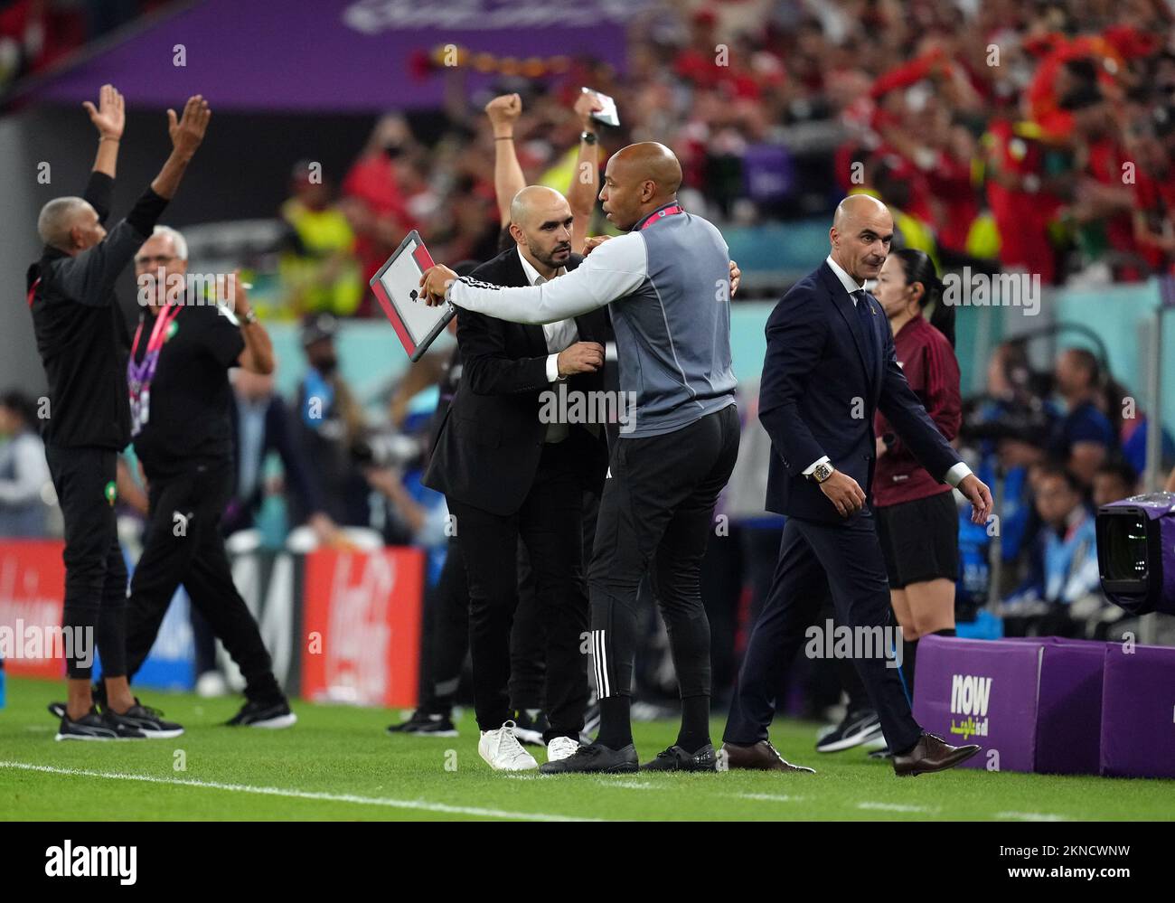 Morocco manager Walid Regragui with Belgium manager Roberto Martinez ... Morocco manager Walid Regragui with Belgium manager Roberto Martinez ...