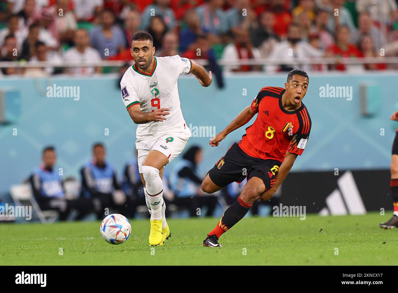 Abderrazak Hamdallah during the FIFA World Cup Qatar 2022 Group F match between Belgium and ...