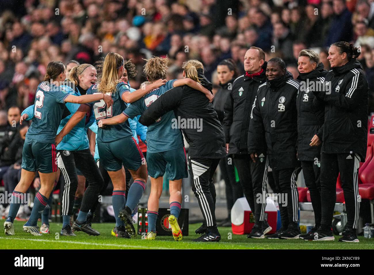 Eindhoven - Maxime Bennink of Feyenoord V1 celebrates the 1-1 during ...