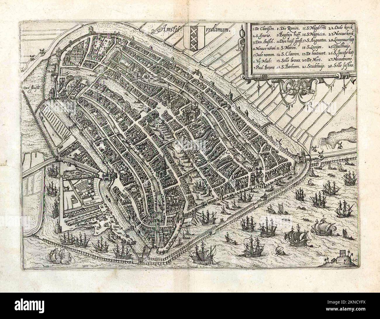 Vintage city plan of Amsterdam and area around it from 16th-18th ...