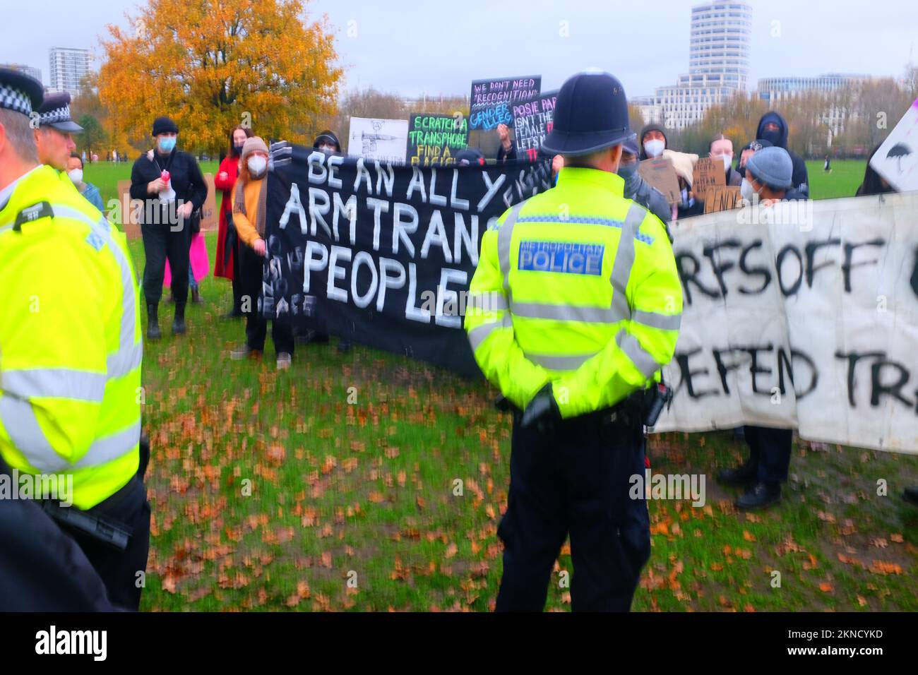 Posie Parker and the let woman speak rally 2022 , gate crashed by ...