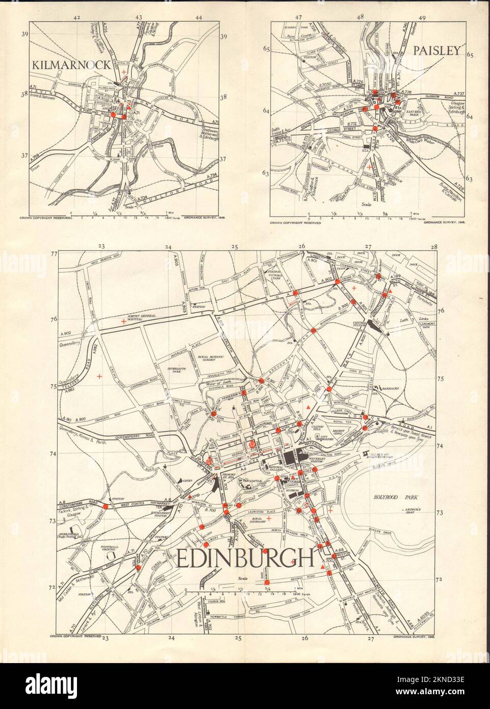 Vintage city plan of Edinburgh and area around it from 17th-19th ...
