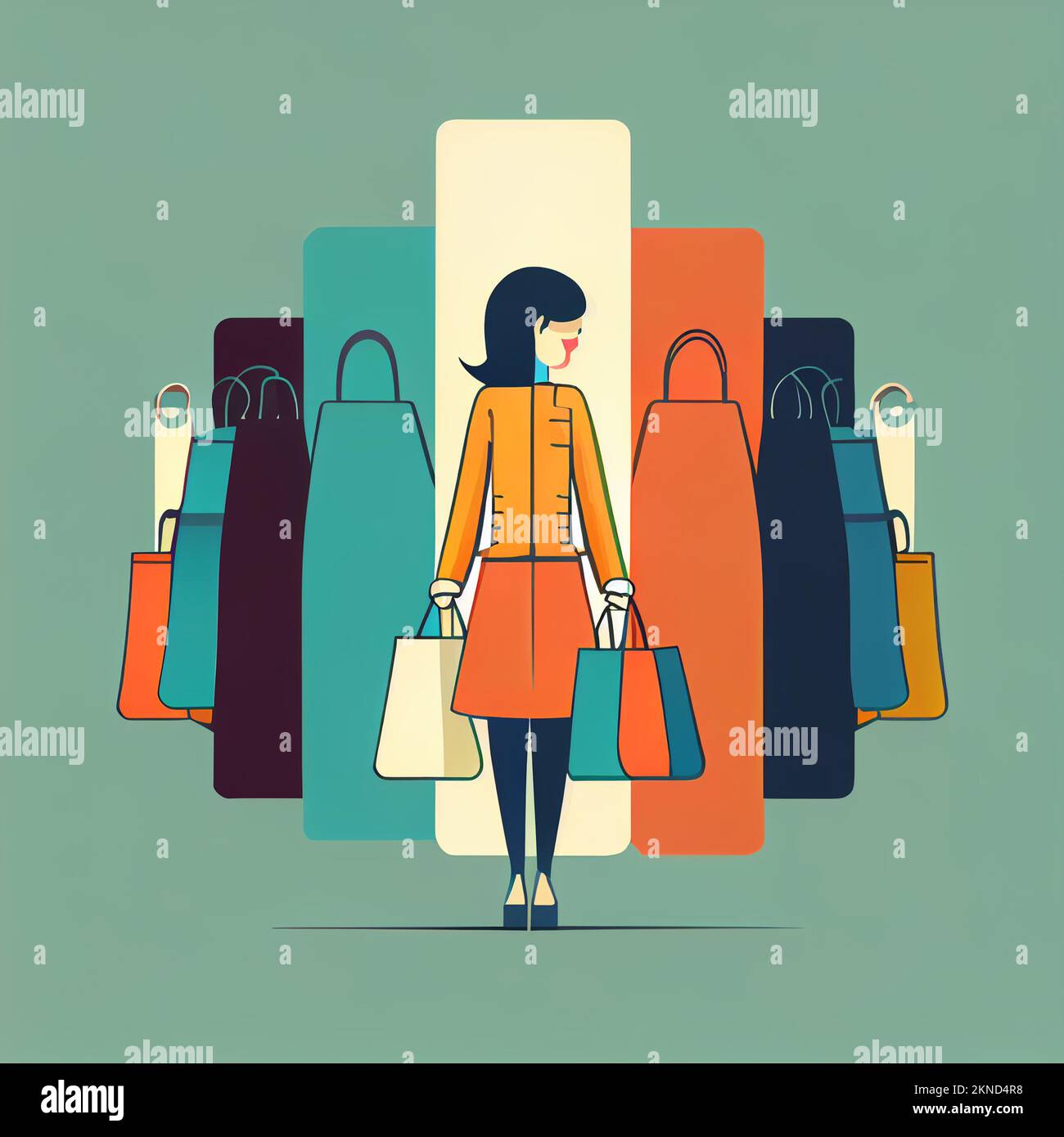 Flat woman holding shopping bags cartoon wallpaper. Modern flat design ... Flat woman holding shopping bags cartoon wallpaper. Modern flat design ...