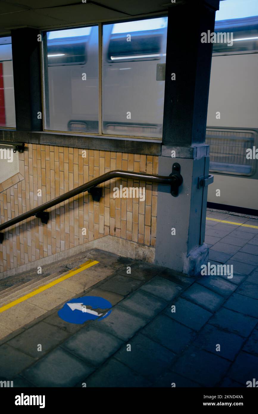 Steps leading to train platform, Brussels station, europe Stock Photo ...