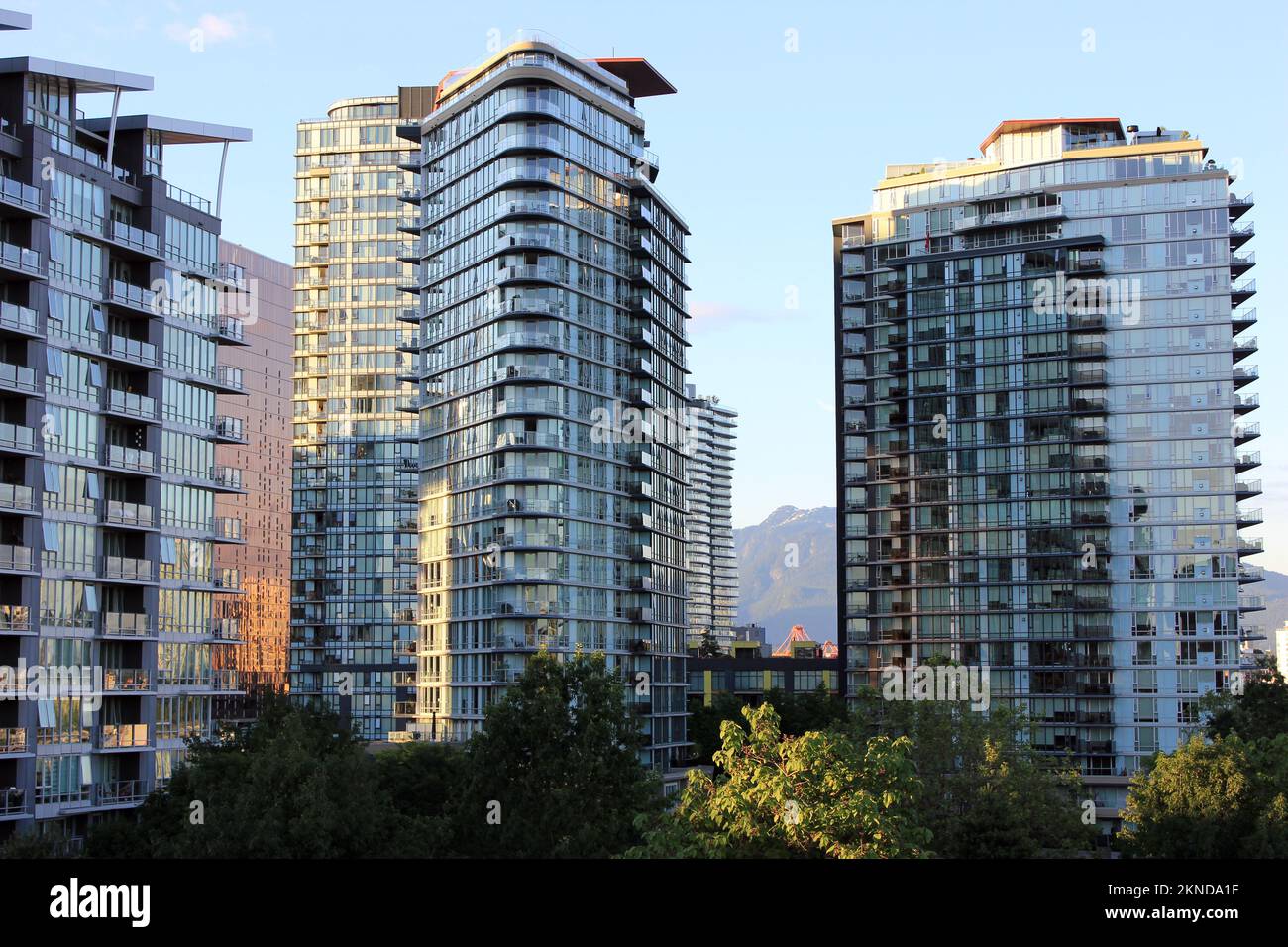 The high rise residential buildings in downtown Vancouver, British ...