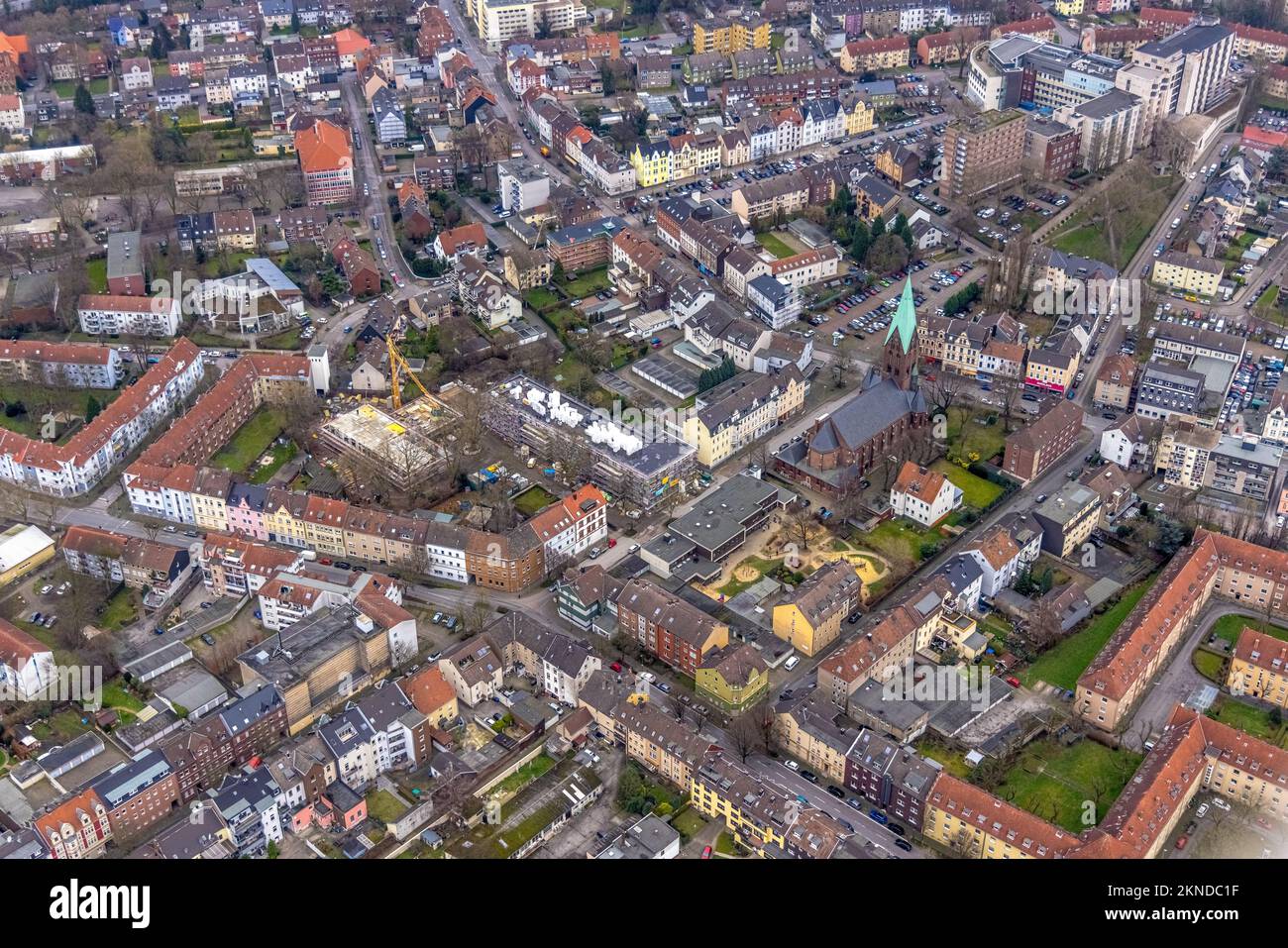Aerial view, construction site and new building Stöckstraße corner ...