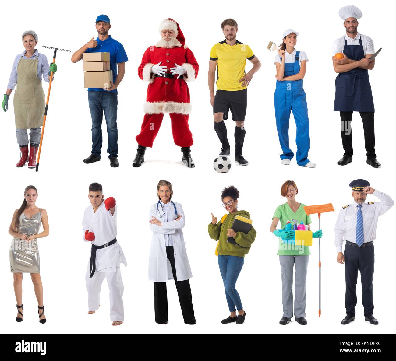 Full length portraits of group of people representing diverse ...