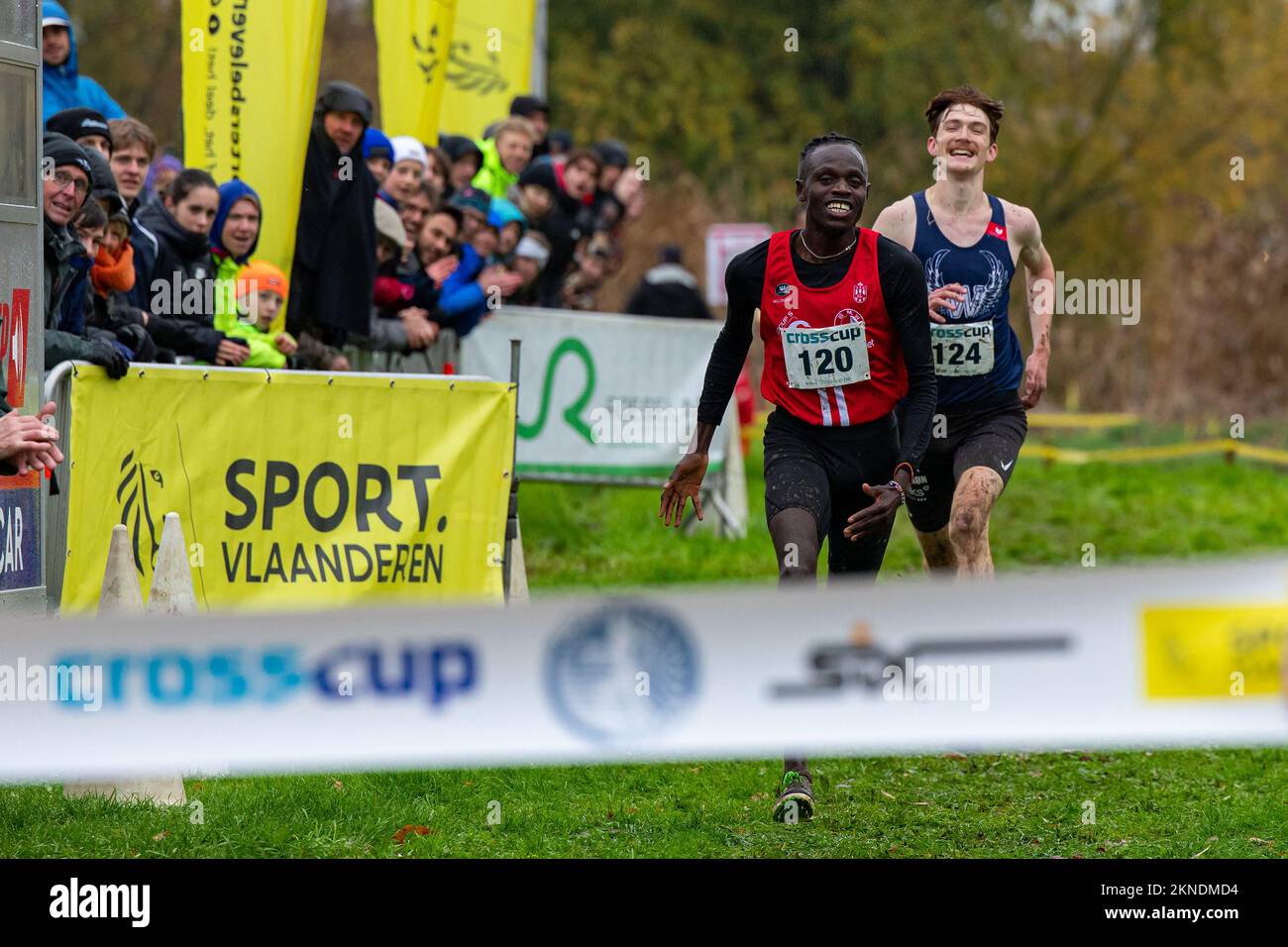 Belgian Isaac Kimeli celebrates after winning the men's race at the ...