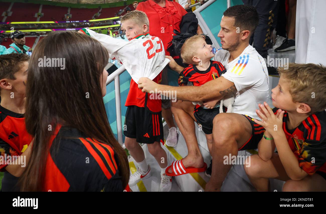 Belgium's Eden Hazard, his wife Natacha and their four children and ...