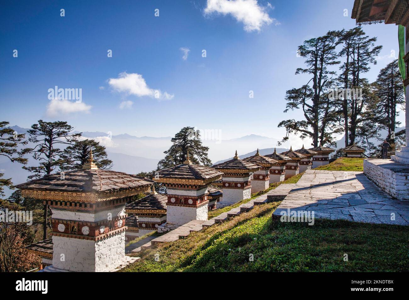 108 Druk Wangyal Chortens are lined up across Dochula Pass in honour of ...