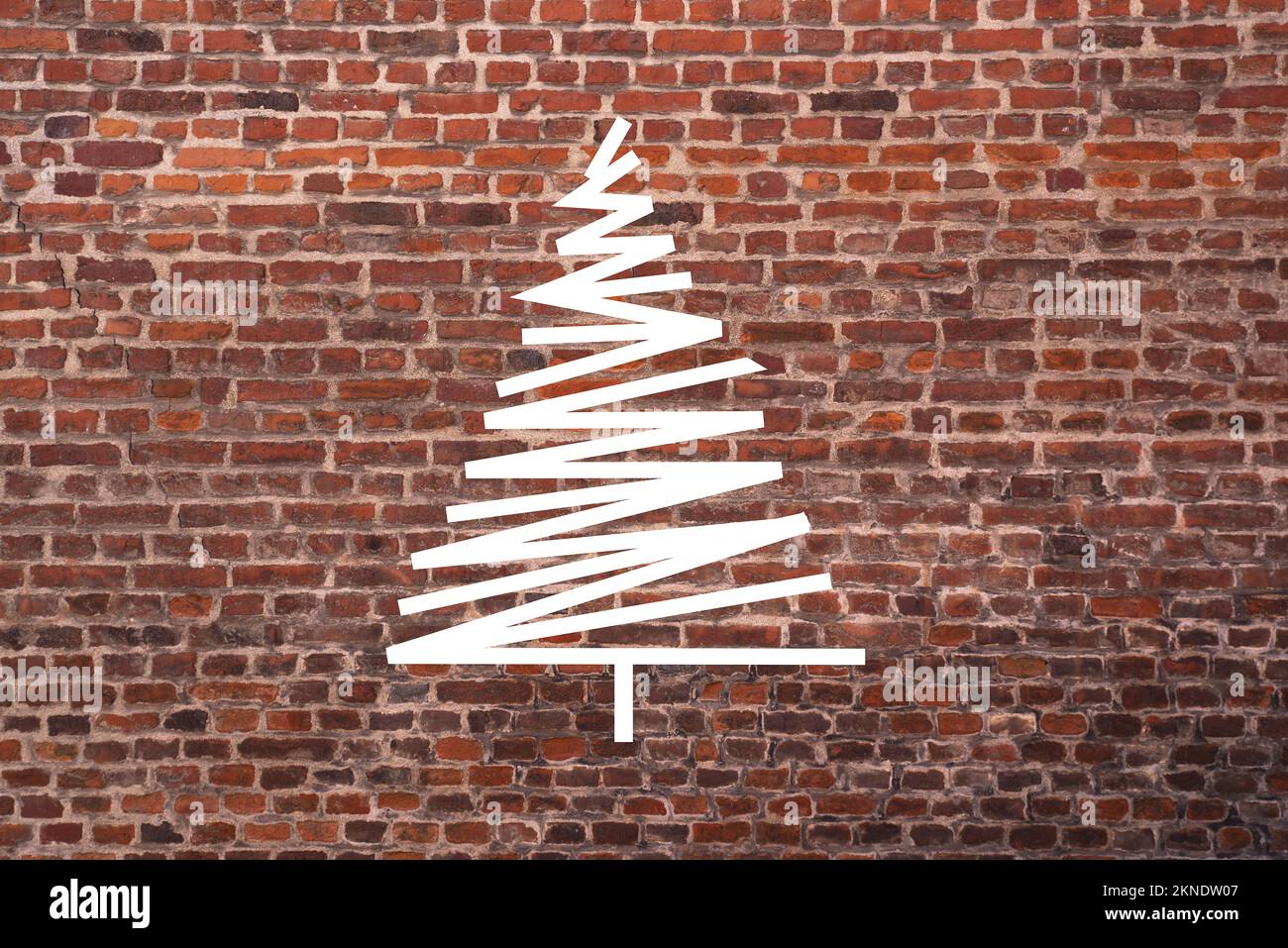 Illustration of a white tree on a red brick background Stock Photo - Alamy