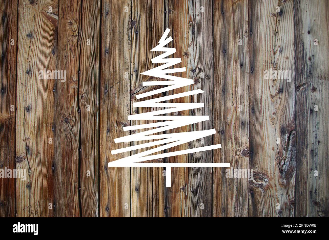 Illustration of a white fir tree on a wooden background Stock Photo - Alamy