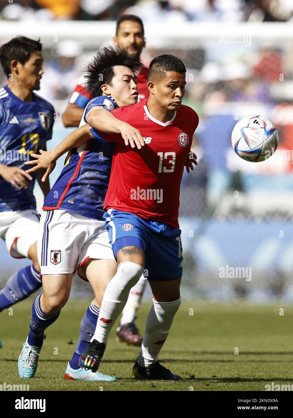 AL-RAYYAN - (l-r) Yuki Soma of Japan, Gerson Torres of Costa Rica ...