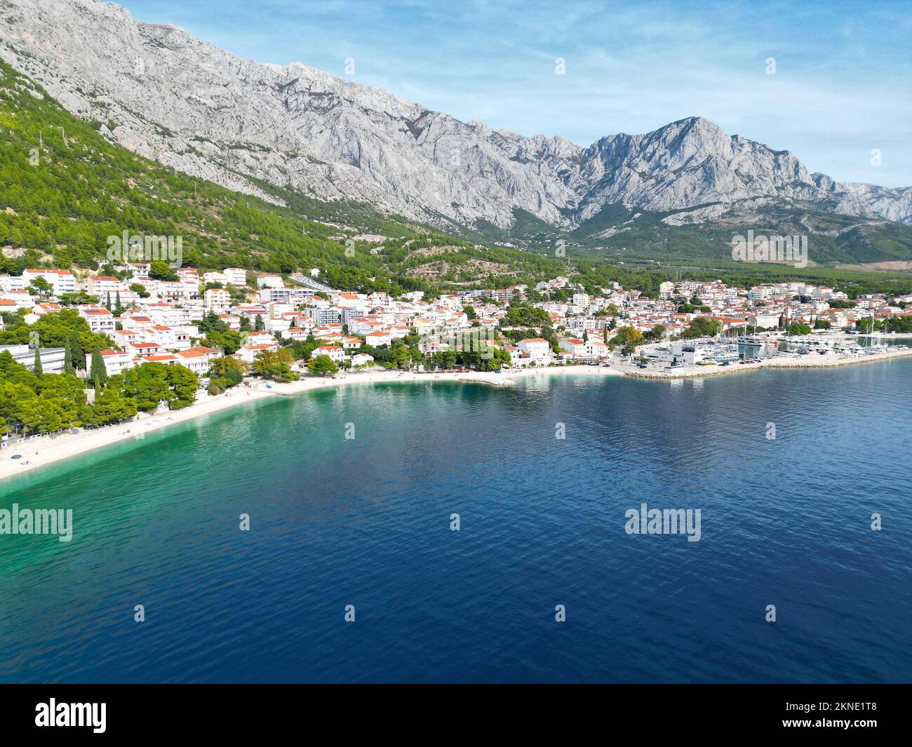 Brela beach stunning coastline Croatia drone aerial view Stock Photo ...