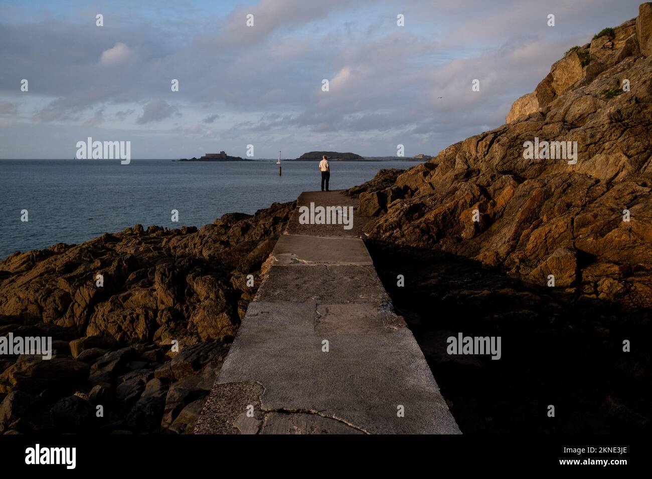 France, Brittany, Dinard the 2021-08-01. Illustration of daily life in ...