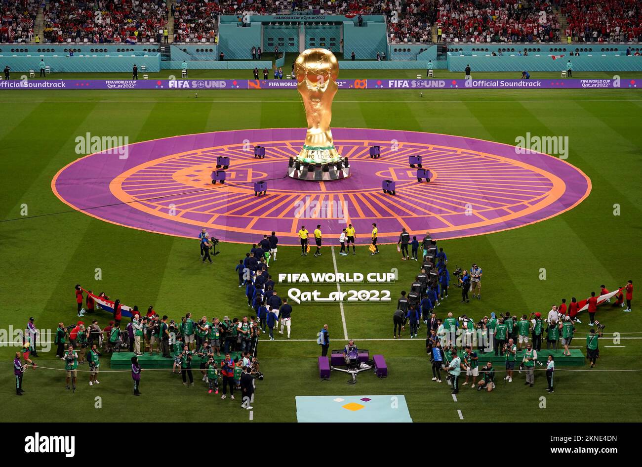 Croatia and Canada players are led out ahead of the FIFA World Cup ...