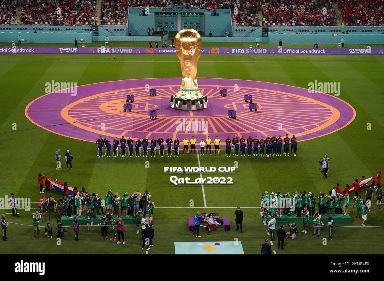 Croatia and Canada players line up ahead of the FIFA World Cup Group F ...