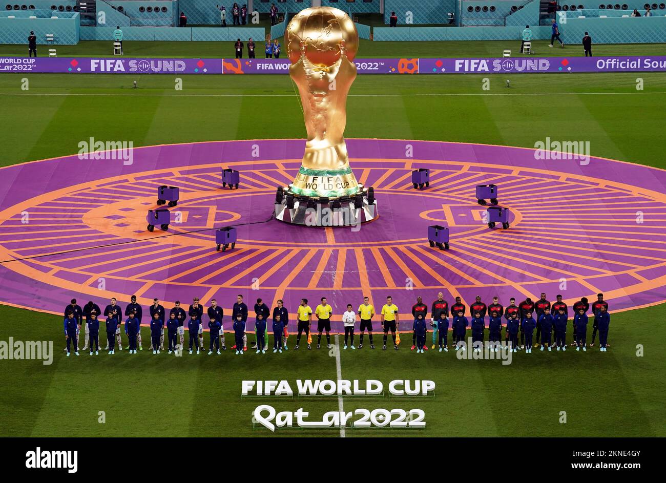 Croatia and Canada players line up ahead of the FIFA World Cup Group F ...