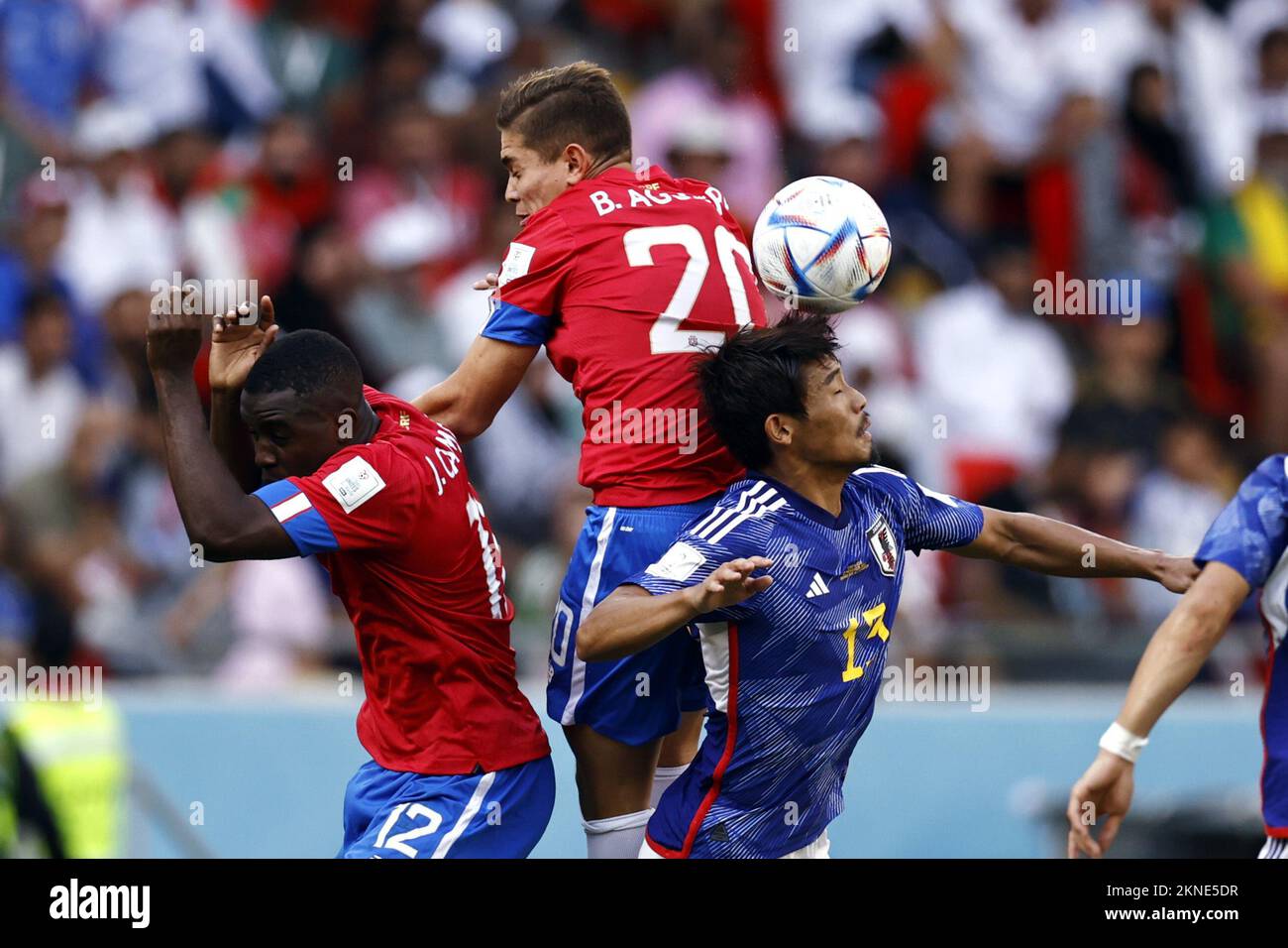 AL-RAYYAN - (l-r) Joel Campbell of Costa Rica, Brandon Aguilera of Costa Rica, Hidemasa Morita ...