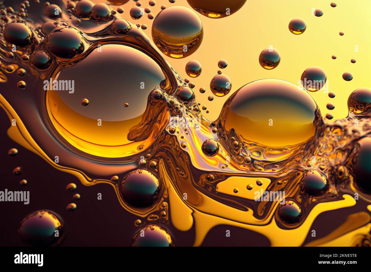 The golden background of floating oil Stock Photo - Alamy