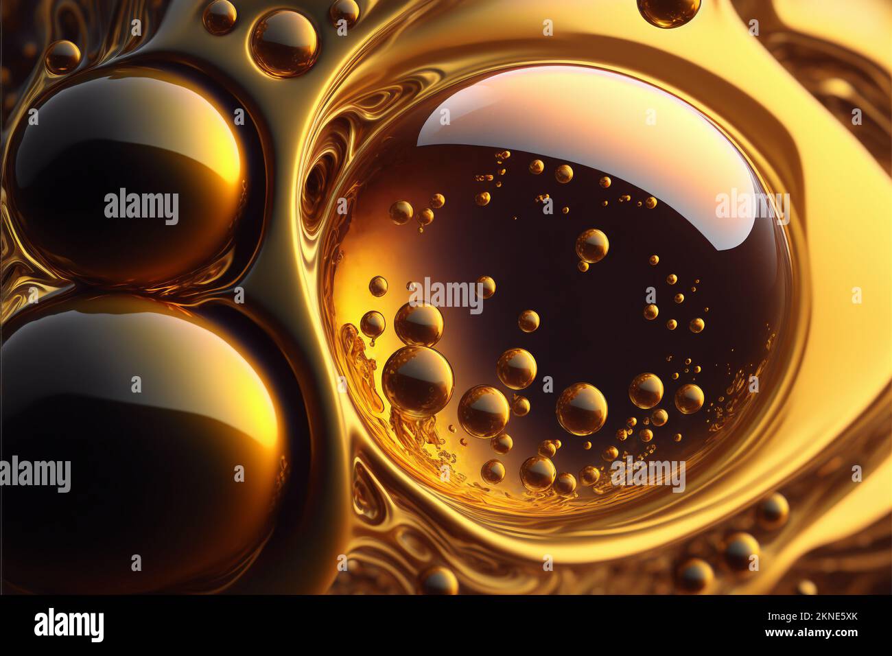 The golden background of floating oil Stock Photo - Alamy