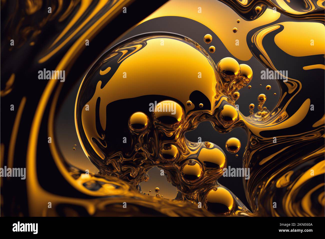 The golden background of floating oil Stock Photo - Alamy