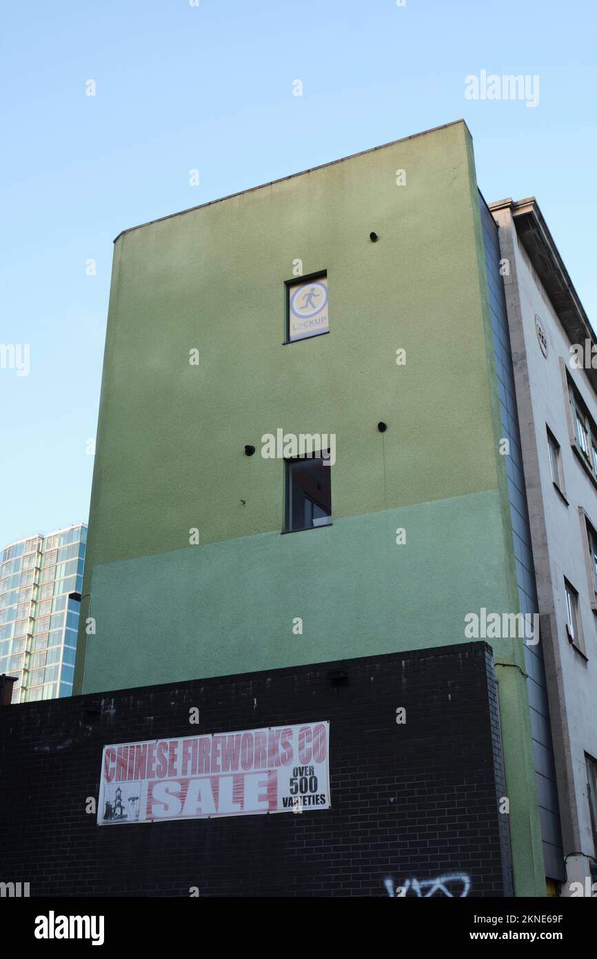 A side view of an inner city building in Sheffield, the colours and ...