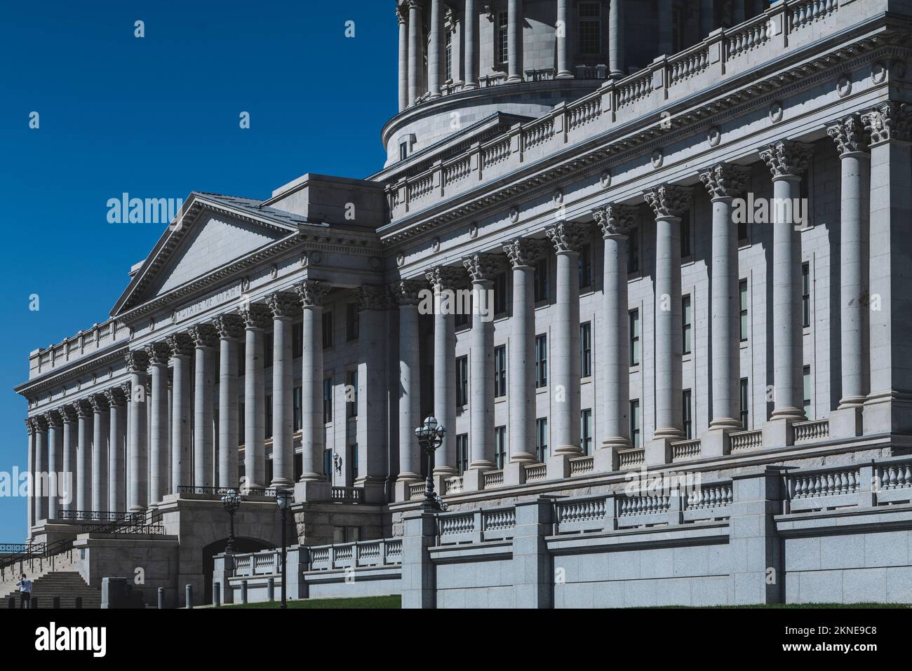 The architecture of buildings windows, stucco molding, and columns on a ...