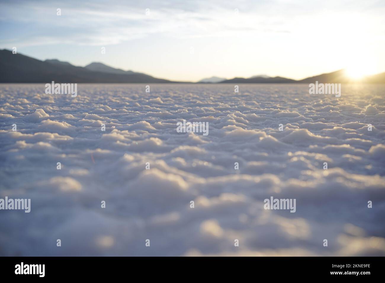 Close up of the salty ground at uyuni salt flats, bolivia, rich in ...