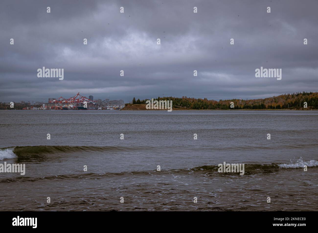 view of South End Container Terminal in halifax from Mcnabs island ...