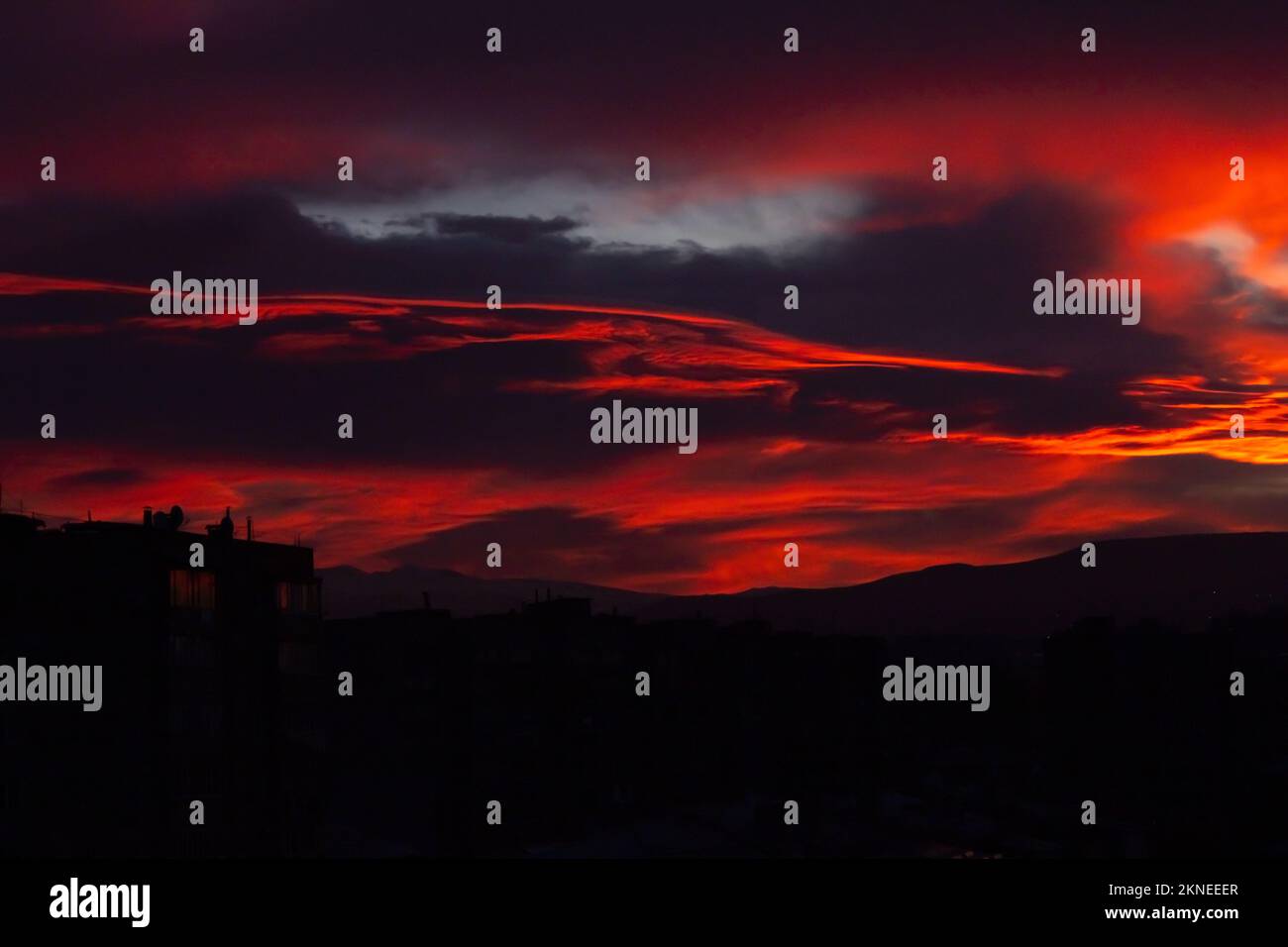 Beautiful sunrise red yellow clouds Stock Photo - Alamy