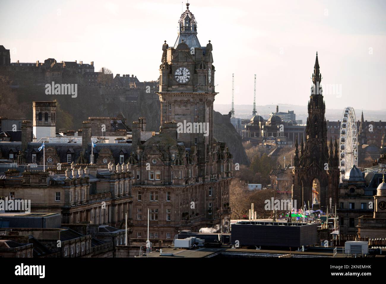 Edinburgh, UK - November 27th 2022: The Balmoral hotel and Scott ...