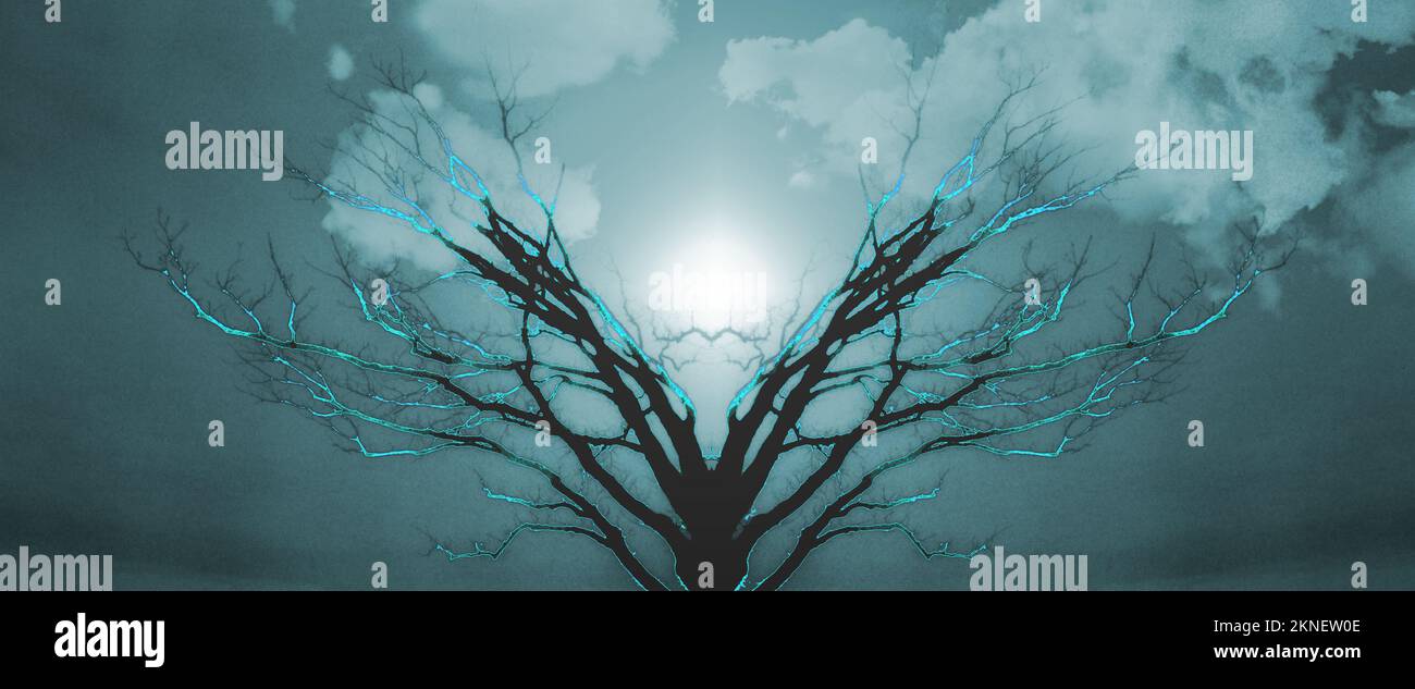 Mystic Tree of Life. Sunset or Sunrise. 3D rendering Stock Photo - Alamy