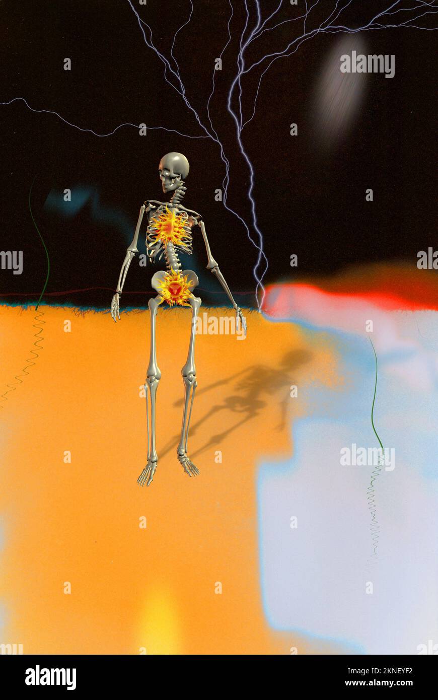 Skeleton in art scene. 3D rendering Stock Photo - Alamy