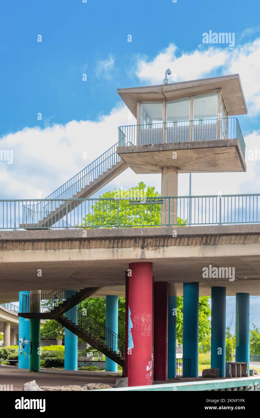 elevated brutalist concrete control tower for Plimsoll swing bridge in ...