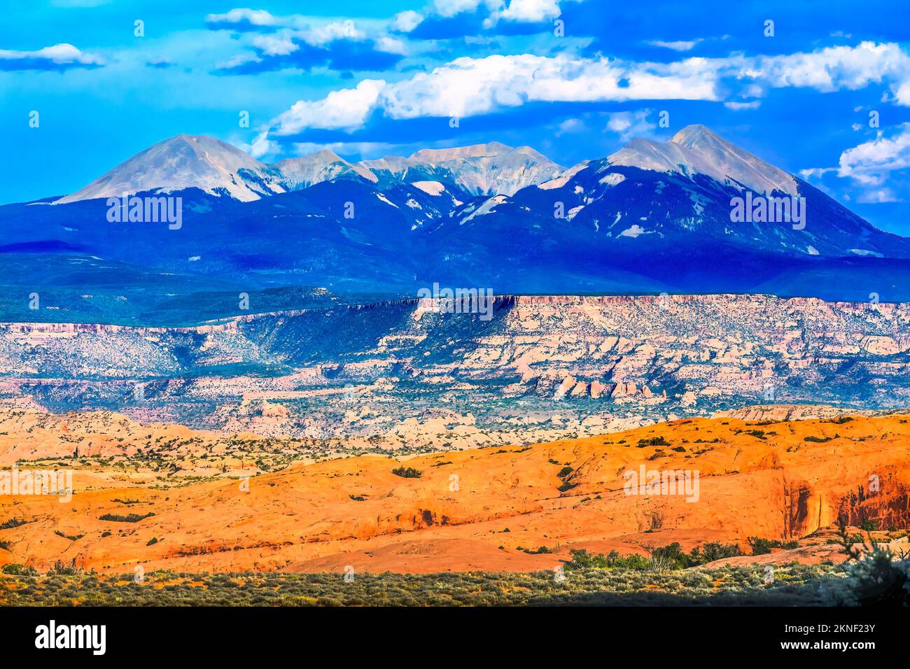 La Sal Mountains Yellow Rock Canyon Arches National Park Moab Utah USA ...