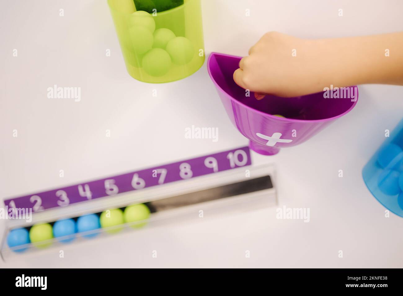 Children learn to count using colorful balls. Kindergarden. Education ...