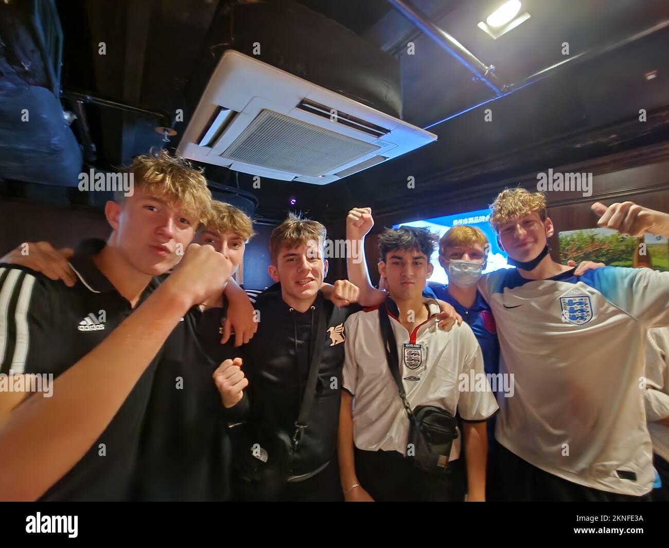 Edward Langston (second from right) was watching the FIFA World Cup at a pub for the first time ...