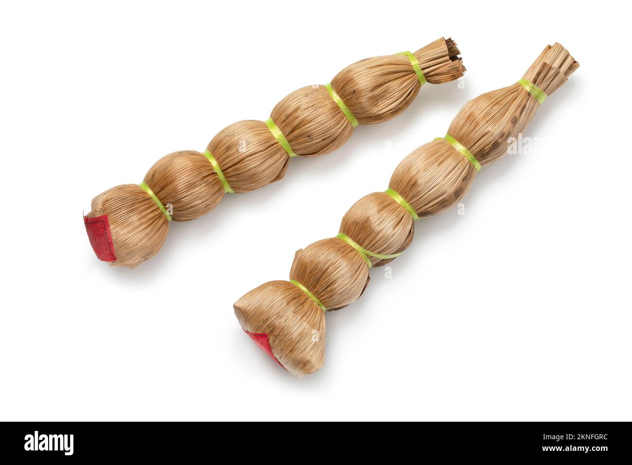 Packed black Chinese Bamboo shell tea close up isolated on white ...