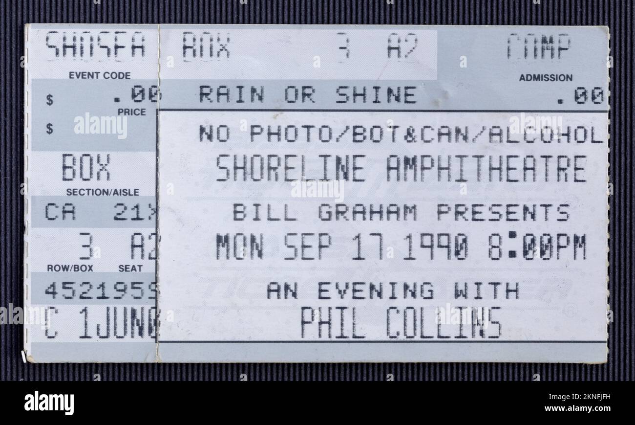 Mountain View, California - September 17, 1990 - ticket stub for the ...