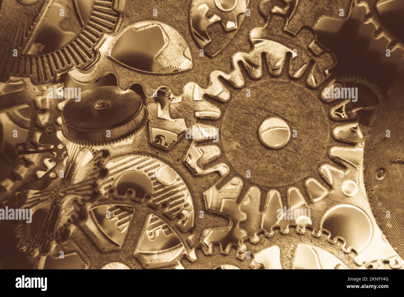 Old brass clock parts clockwork cogs gears mechanical mechanism machine ...