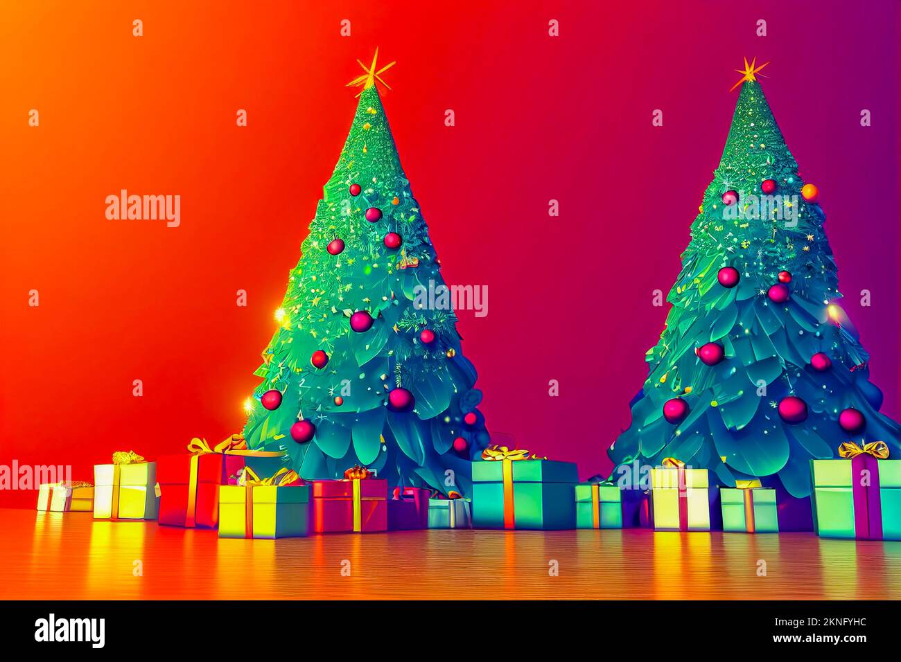 christmas tree with gifts illustration Stock Photo - Alamy