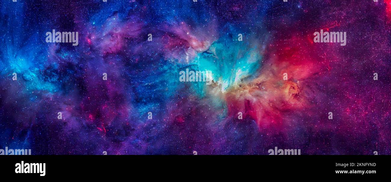panorama colorful background with nebula galaxy space Stock Photo - Alamy