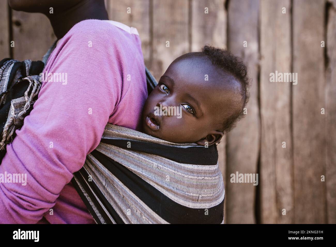 Mount Elgon, Kenya - 01.25.2017: Portrait of an African American child ...
