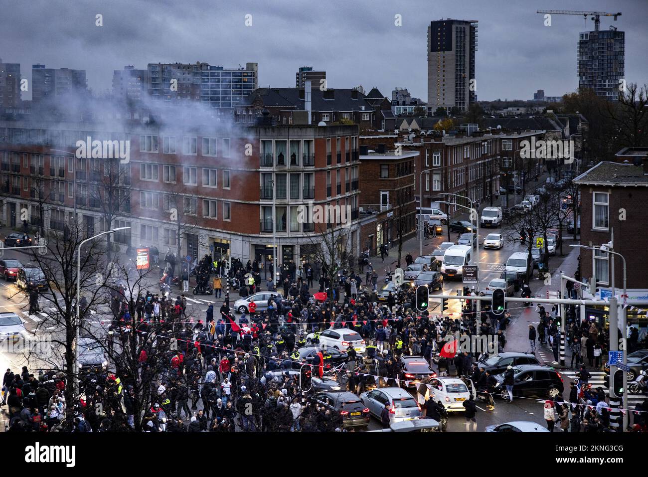 THE HAGUE - Moroccan football fans celebrate at the Hoefkade after the ...