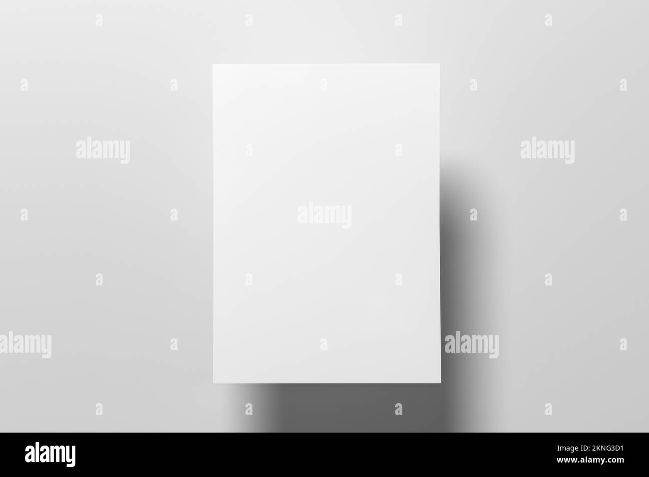 A sheet of paper mock up floating above the white table Stock Photo - Alamy